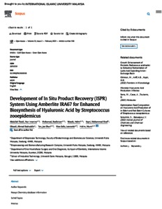 Development of In Situ Product Recovery (ISPR) system using Amberlite IRA67 for enhanced ...